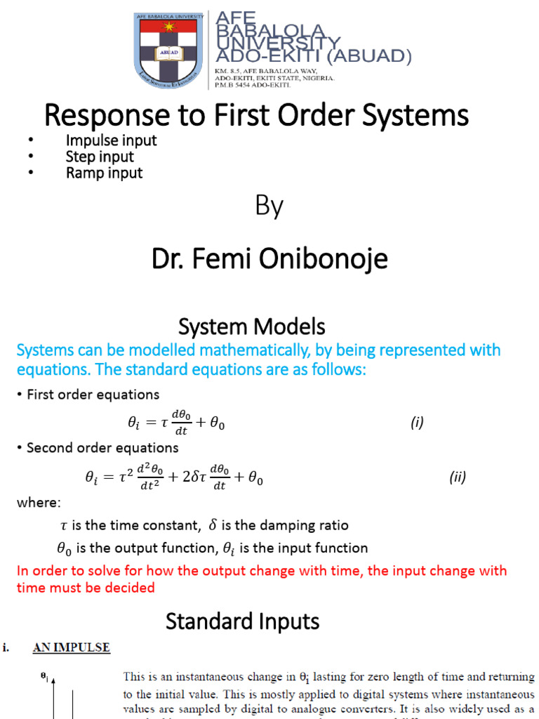 Response of First Order System | PDF
