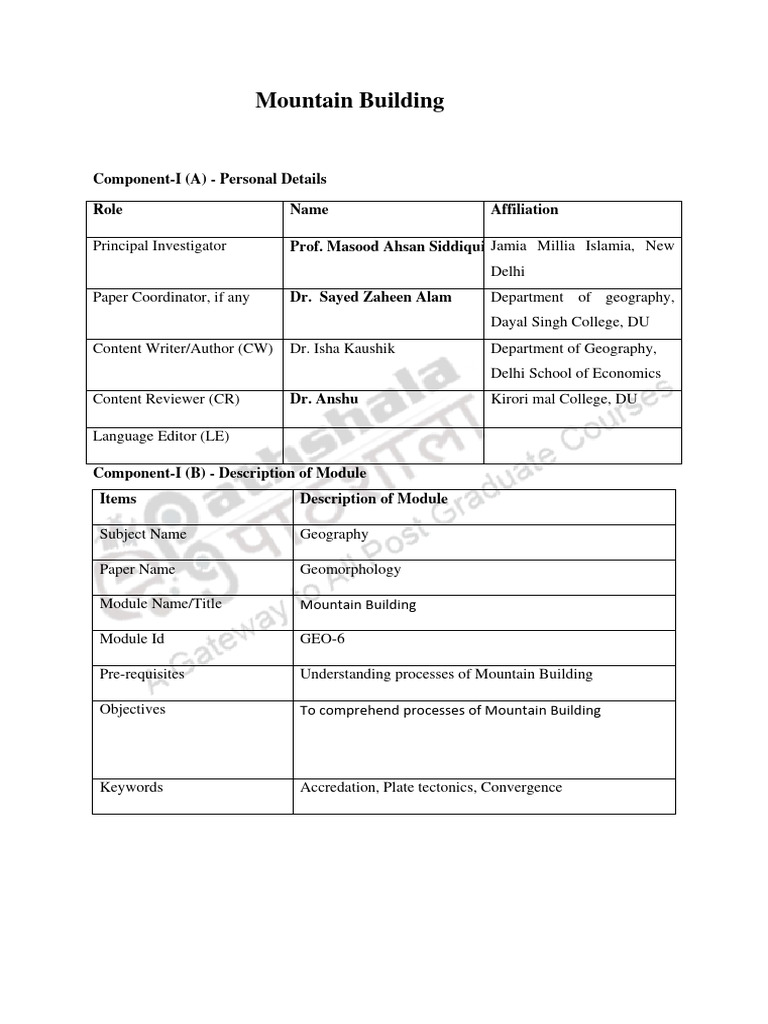 Mountainbuilding | PDF | Plate Tectonics | Rock (Geology)