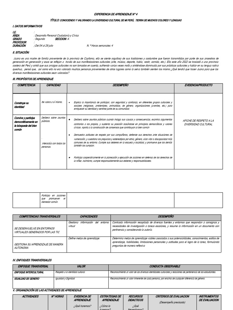 Conociendo y Valorando La Diversidad Cultural de Mi Perù, Tierra de ...
