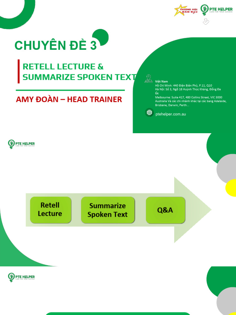 Student Handouts - Tips - Strategies - Chuyên Đề 3 - Retell Lecture - Summarize Spoken Text | PDF