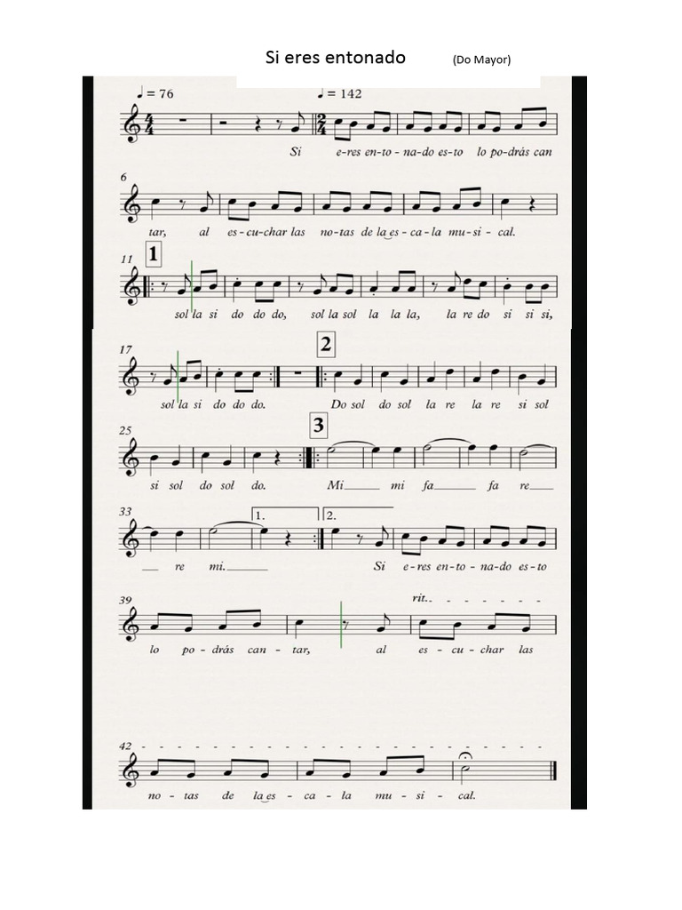Si Eres Entonado (Do Mayor) | PDF
