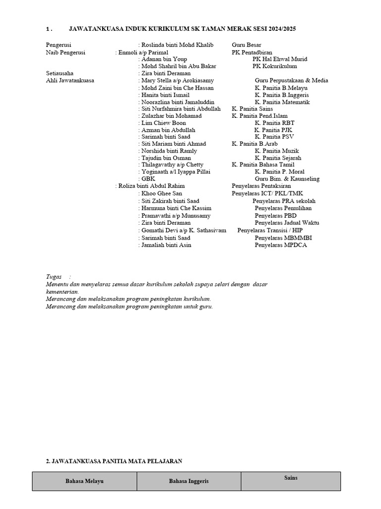 Takwim Kurikulum 2024 - 25 | PDF