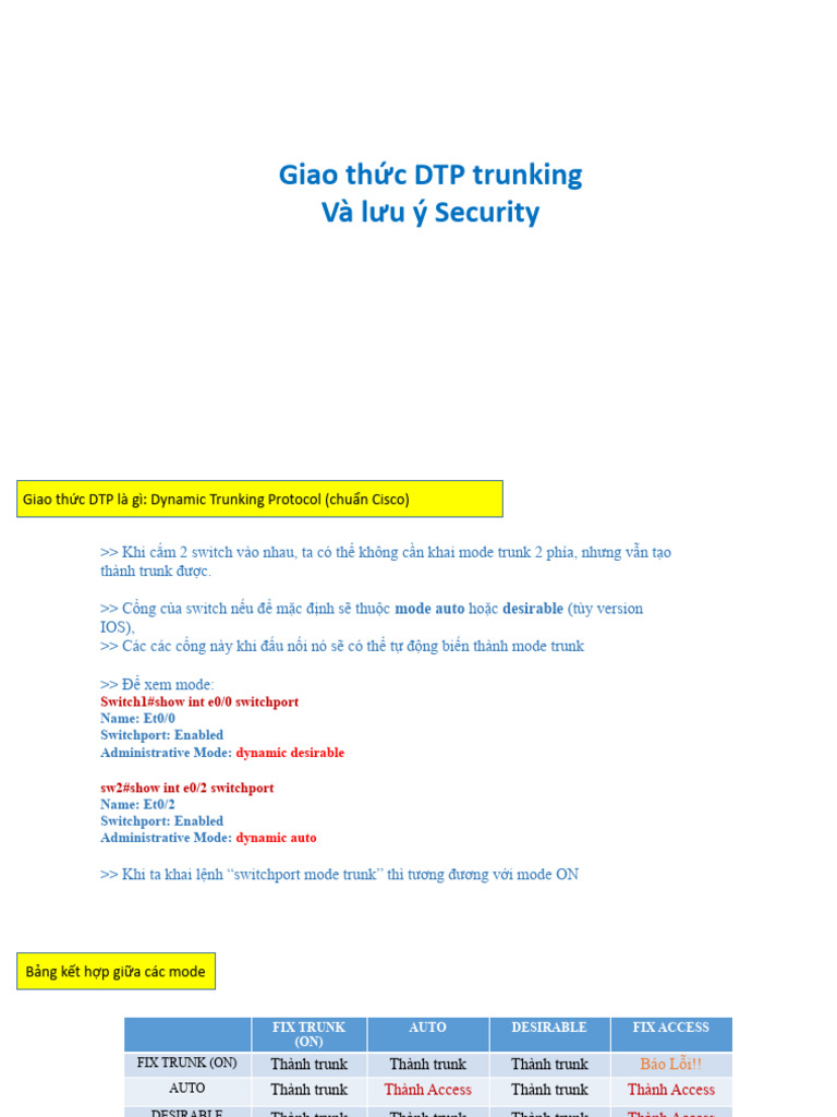 10 Cau Hinh DTP Trunking Va Luu y | PDF