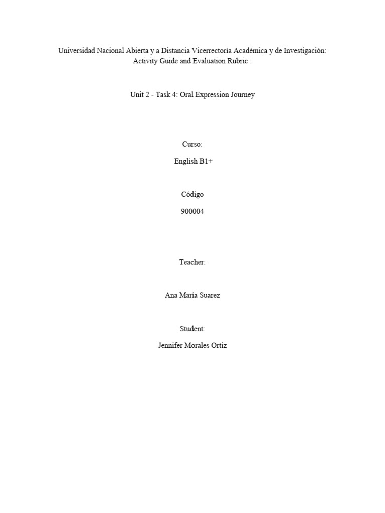 Unit 2 Task 4 Oral Expression | PDF | Cognition | Linguistics Unit 2 Task 4 Oral Expression | PDF | Cognition | Linguistics