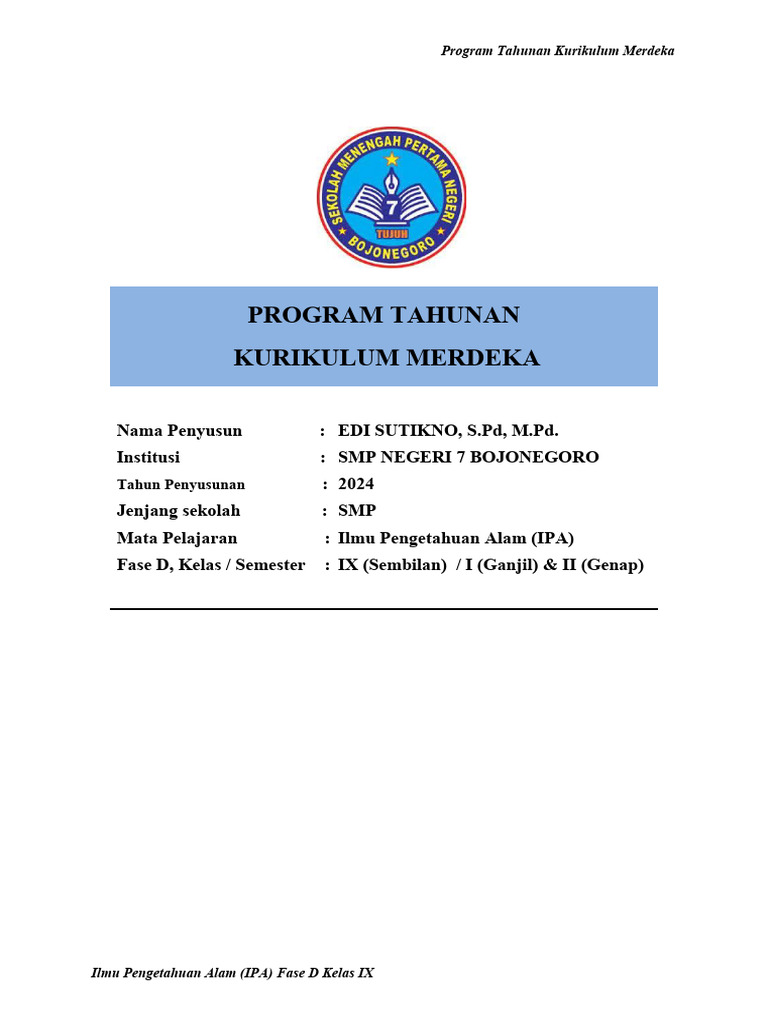 Prota Kurikulum Merdeka | PDF