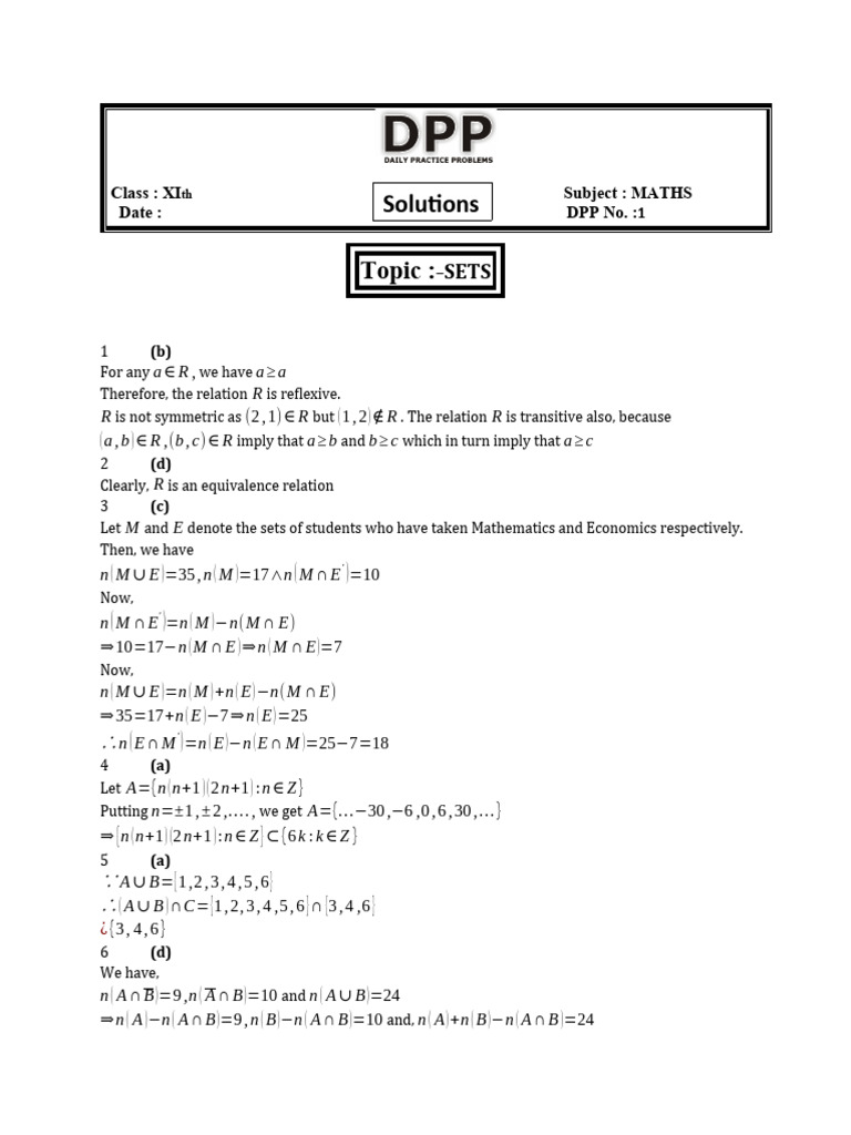 Sets A-1 | PDF | Inequality (Mathematics) | Mathematical Logic