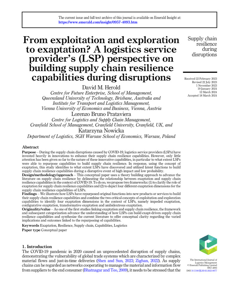 From Exploitation and Exploration To Exaptation | PDF | Supply Chain ...