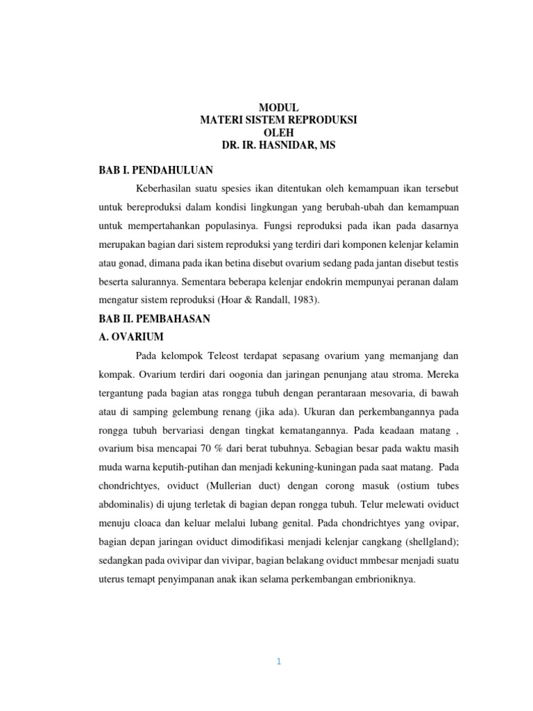 Sistem Reproduksi Ikan: Ovarium dan Testis | PDF