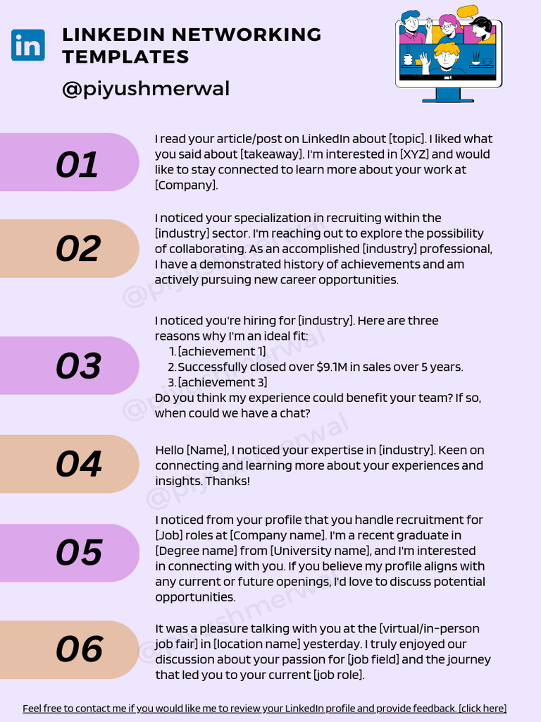 Linkedin Networking Template | PDF | Linked In | Social Psychology