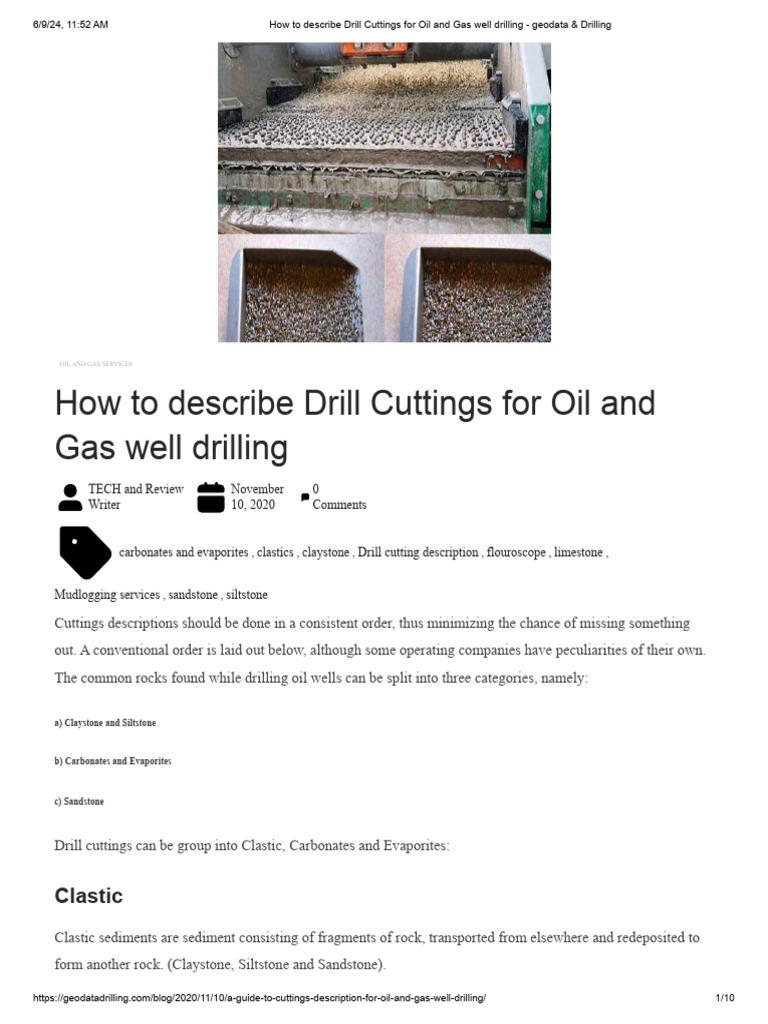 How To Describe Drill Cuttings For Oil and Gas Well Drilling - Geodata & Drilling | PDF ...