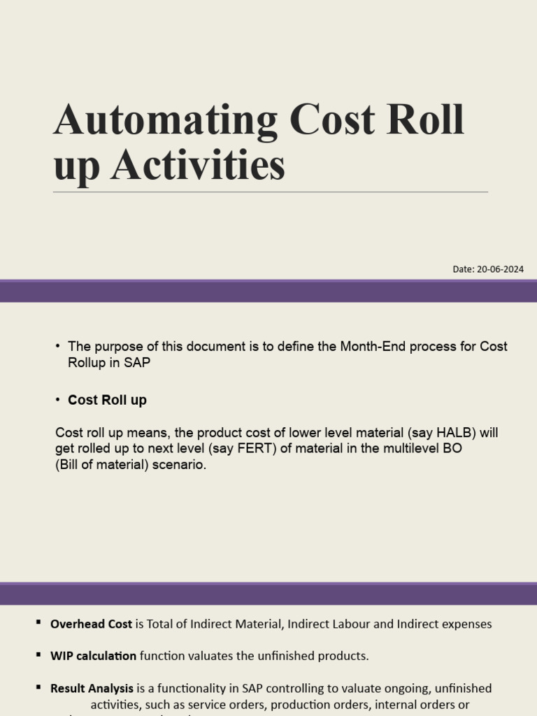 Automating SAP Cost Rollup Process | PDF