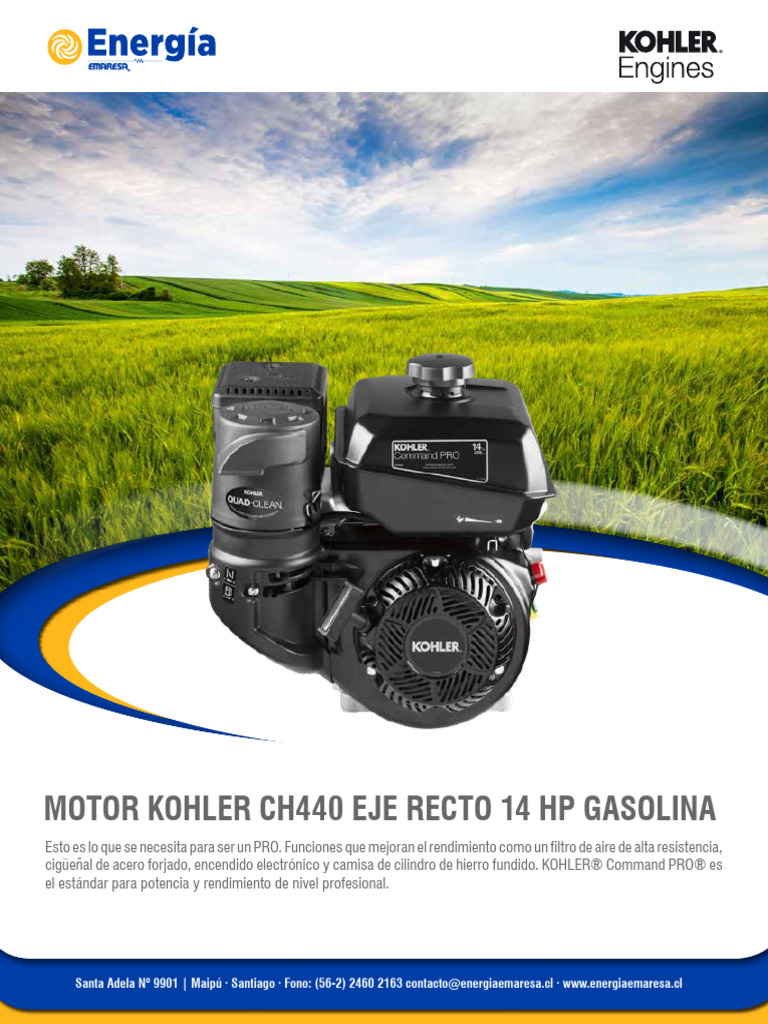 FICHA Motor Gasolina KOHLER CH 440 Eje Recto 14 HP 1 | PDF | Motor de ...