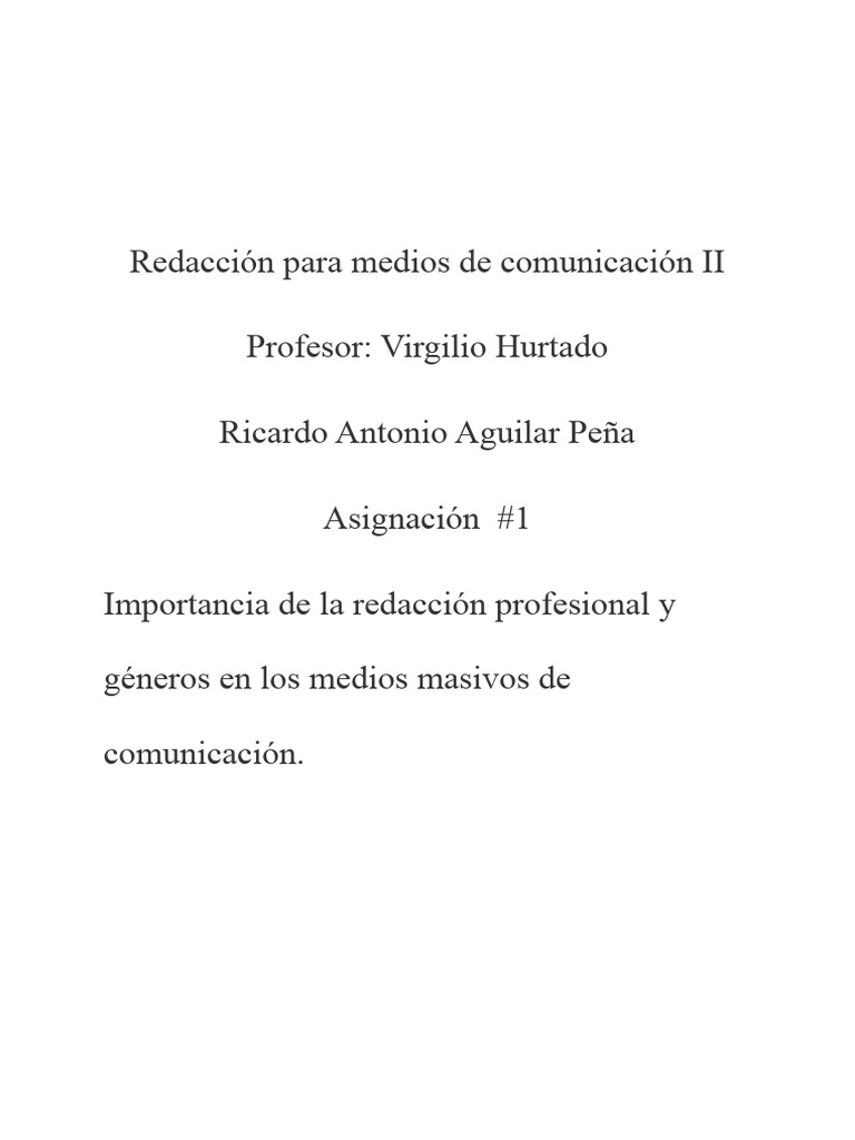 Importancia de La Redaccion Profesional Redaccion Par Medios de ... Importancia de La Redaccion Profesional Redaccion Par Medios de ...