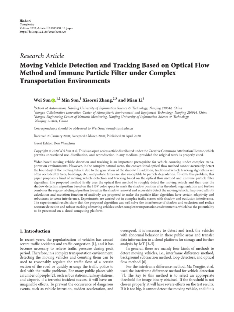 Moving Vehicle Detection and Tracking Based On Opt | PDF | Technology & Engineering