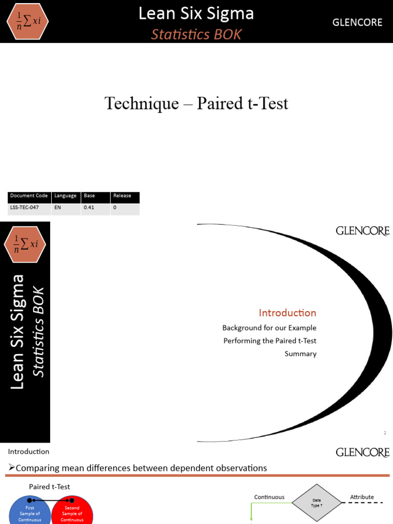 10 (LSS-TEC-047 - EN) Technique - Paired T-Test | PDF | Student's T ...