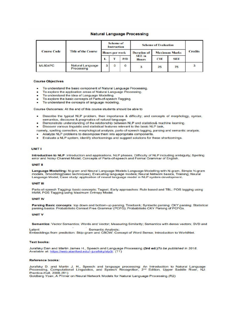 NLP Syllabus | PDF NLP Syllabus | PDF