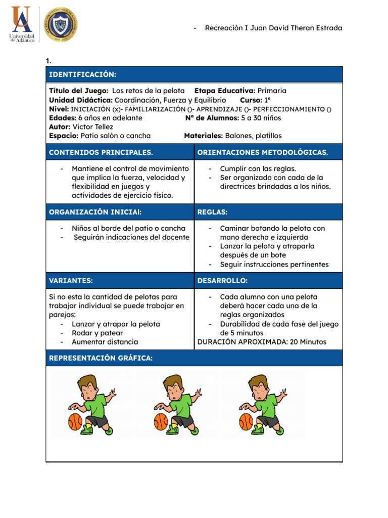 Planificación de Los 7 Juegos Juan David Theran Estrada | PDF | Pelota ...