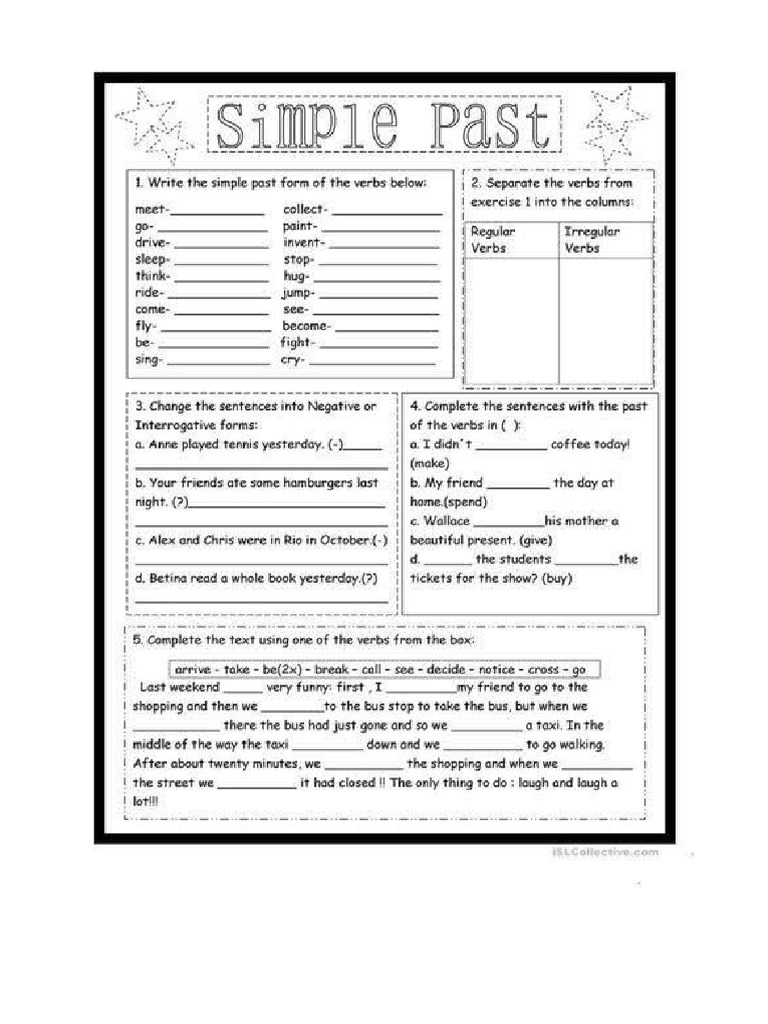 Simple Past Worksheet | PDF