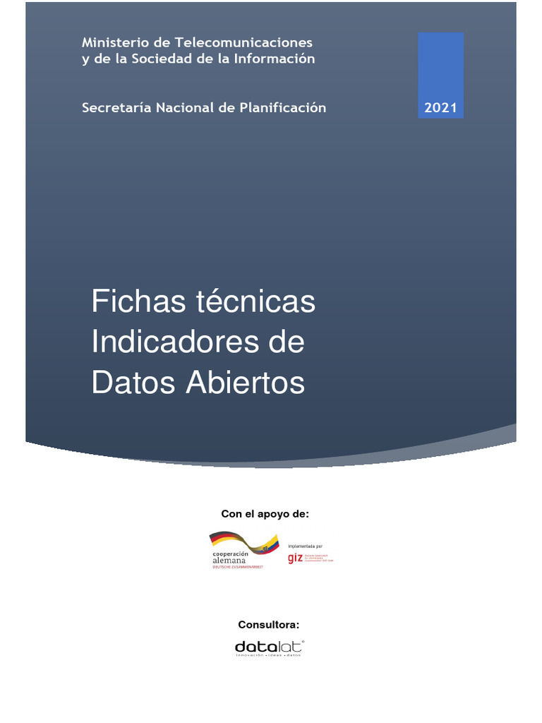 Fichas Tenicas Indicadores de Datos Abiertos | PDF | Metadatos | Planificación