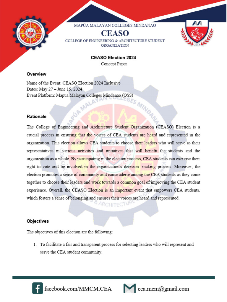 CEASO Election 2024 Concept Paper | PDF | Integrity