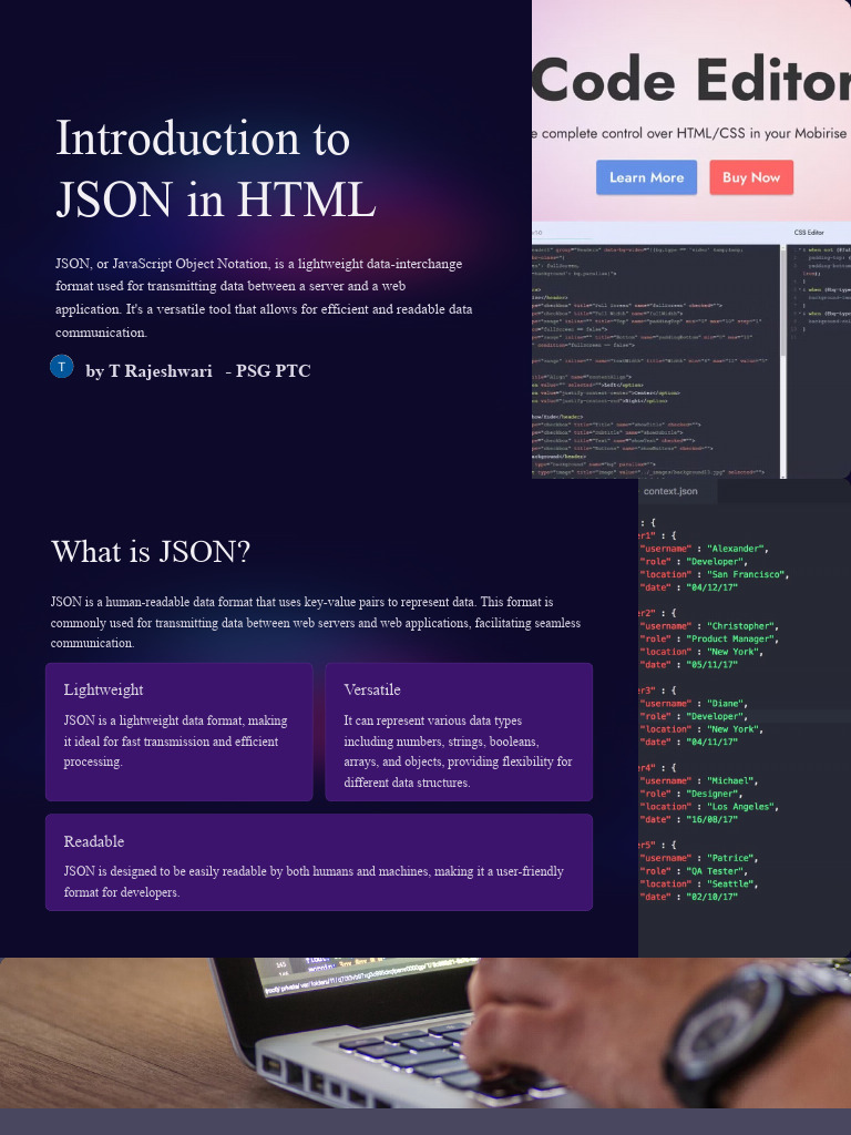 Introduction To JSON in HTML | PDF | Json | World Wide Web Introduction To JSON in HTML | PDF | Json | World Wide Web