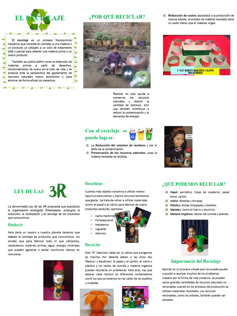 TRIPTICO Materiales Reutilizables | PDF | Reciclaje | Residuos