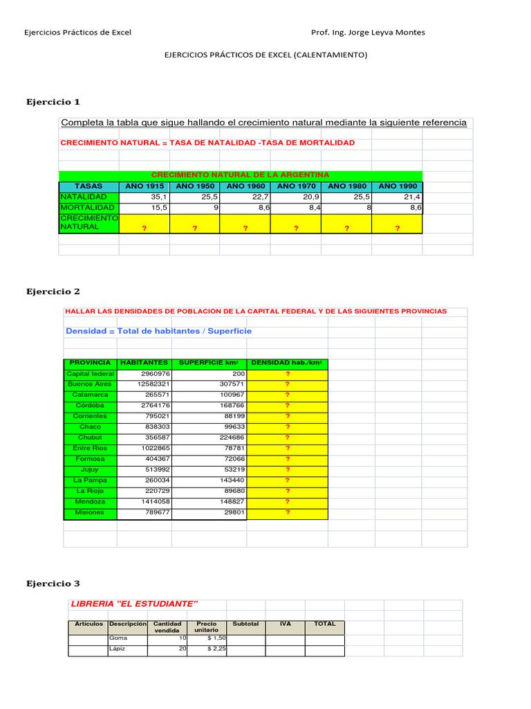Ejercicios Prac. Excel | PDF | Microsoft Excel | Porcentaje