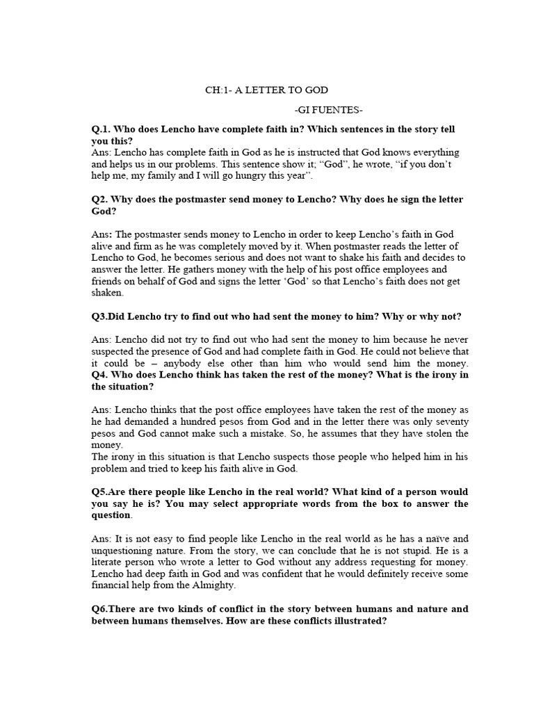 A Letter To God Notes 2 | PDF