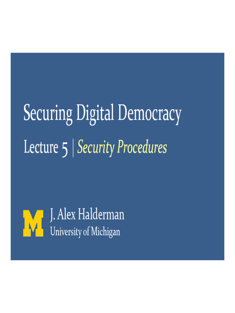 Lecture 5 - Security Procedures | PDF | Voter Registration | Creative ...