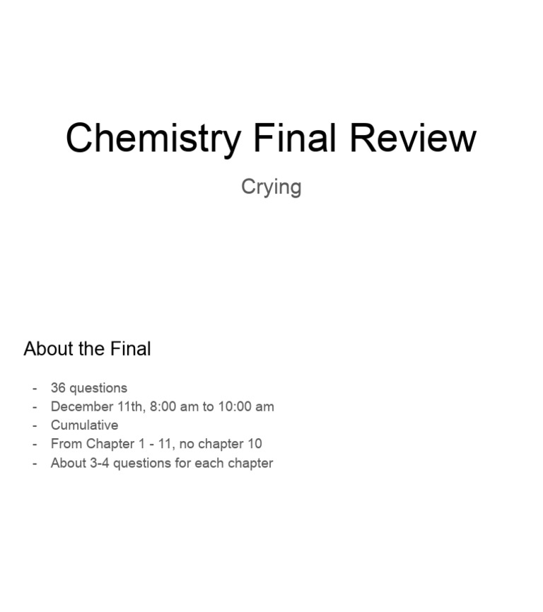 Chemistry Final Review | PDF