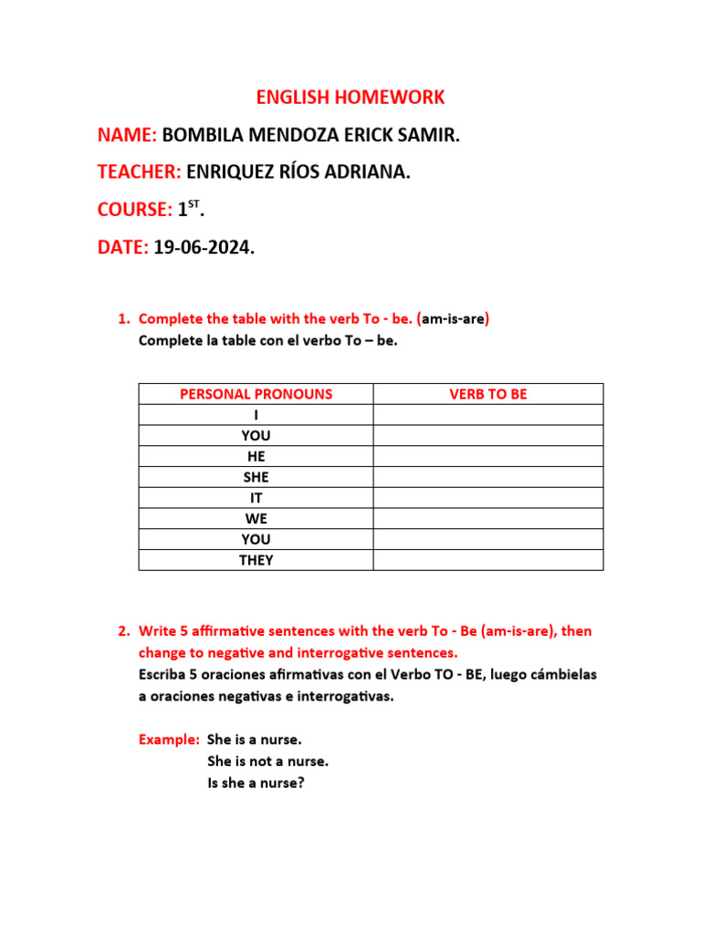 Bombila Homework Jueves 19-06-2024 | PDF