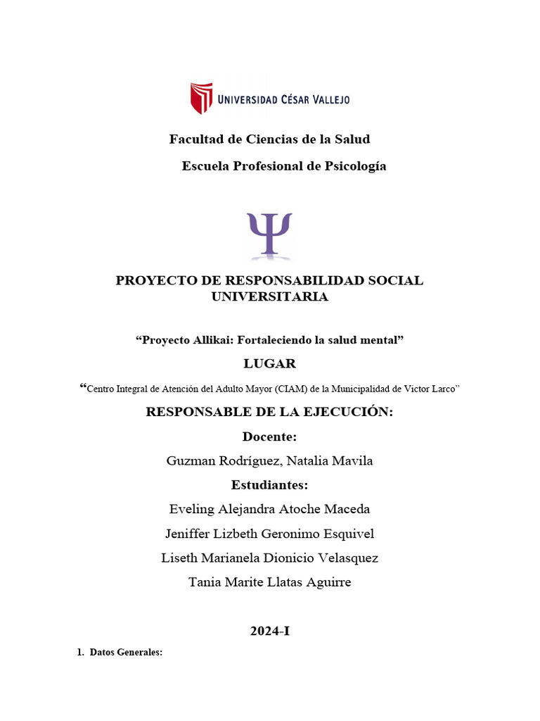 Proyecto Allikai: Salud Mental en Adultos Mayores | PDF | Las emociones ...
