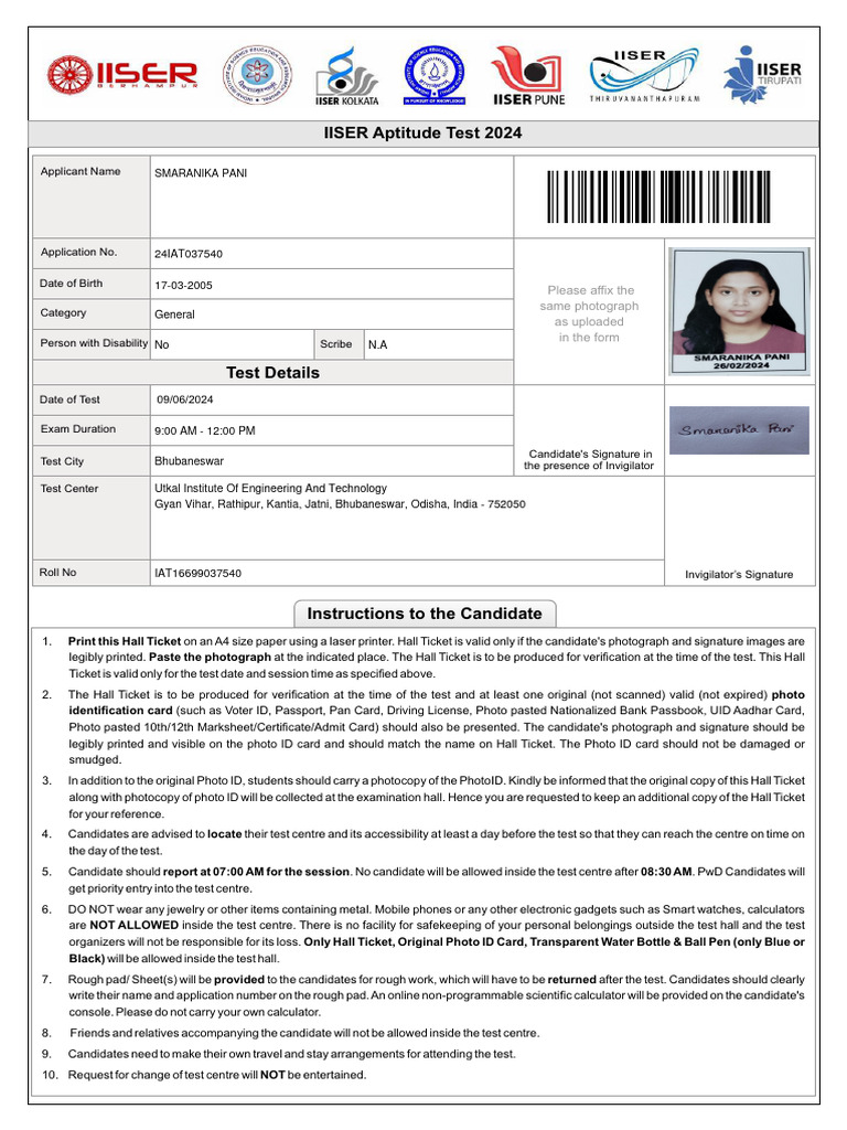 Hall Ticket | PDF | Identity Document | Access Control