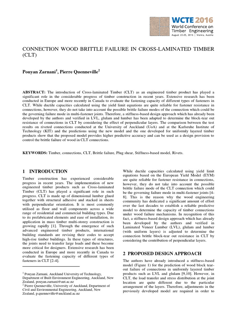 Zarnani - Connection Wood Brittle Failure in CLT | PDF | Continuum ...