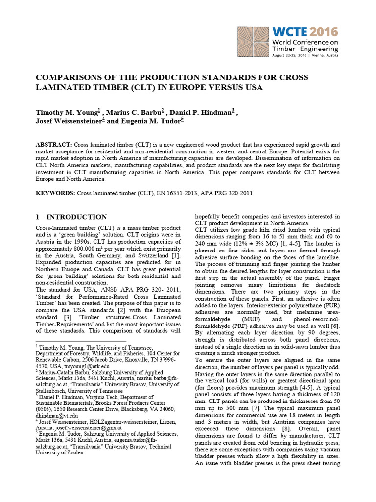 Young - Comparion of The Product Standards For CLT | PDF | Lumber | Wood