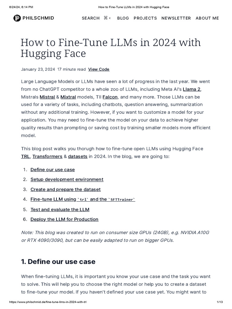 How To Fine-Tune LLMs in 2024 With Hugging Face | PDF | Computer Science | Artificial Intelligence