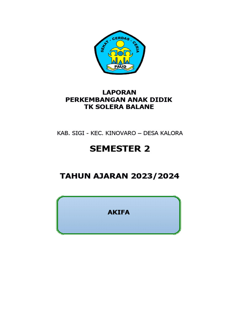 Laporan Perkembangan TK Akifa | PDF