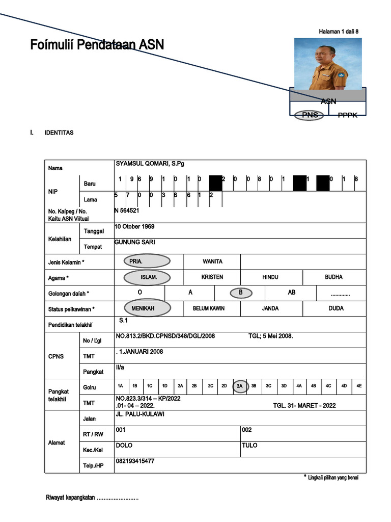 Form Pendataan ASN 2024 | PDF