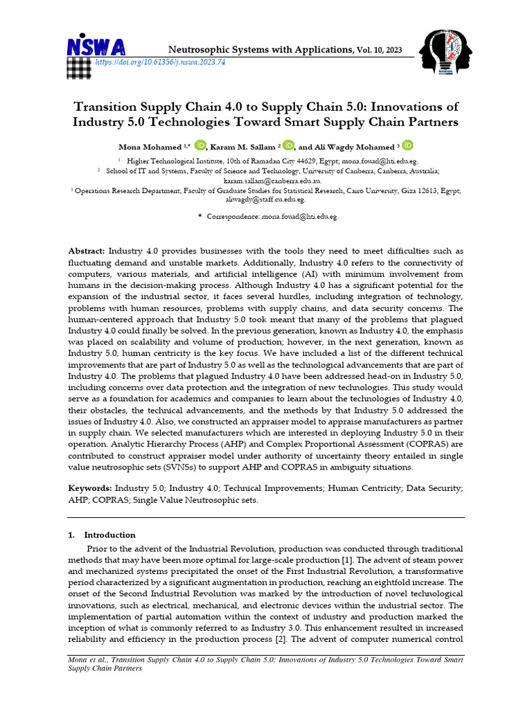 Mohamed et al. - 2023 - Transition Supply Chain 4.0 to Supply Chain 5.0 ...