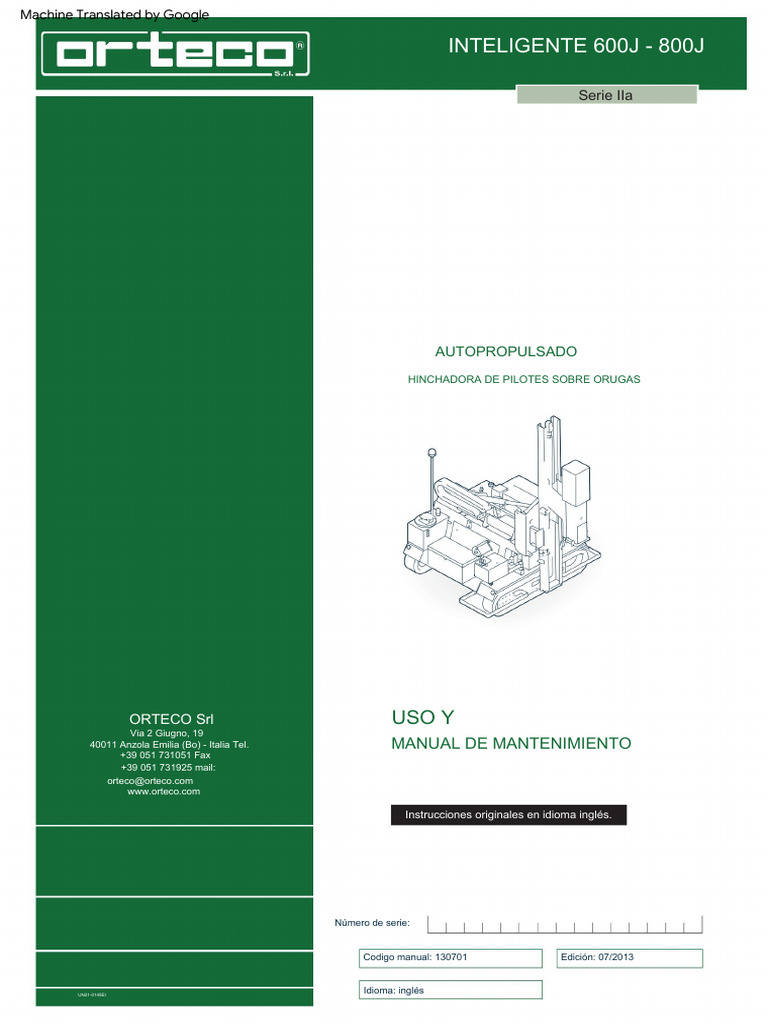Orteco Smart 800 Use and Maintenance Manual | PDF | Fundación profunda ...