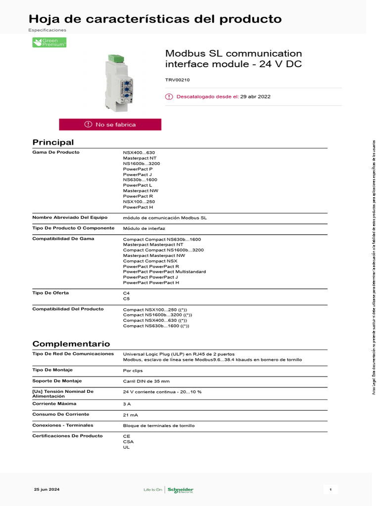 Schneider Electric - ComPact-NSX - TRV00210 | PDF | Tecnología