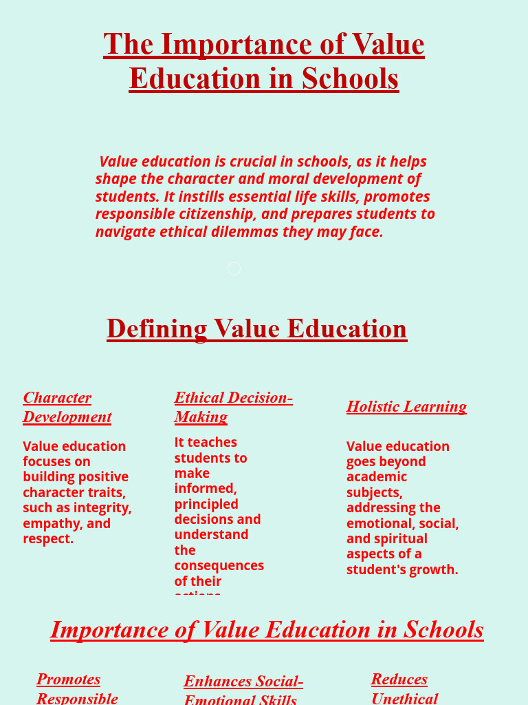The Importance of Value Education in Schools | PDF | Psychology | Learning