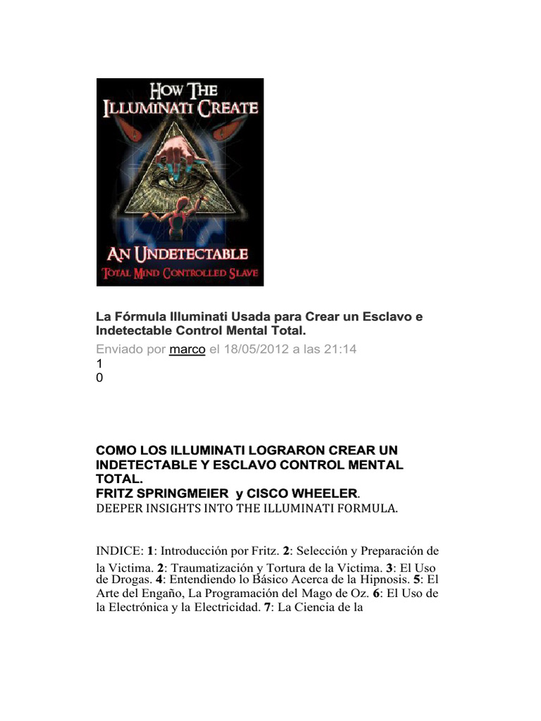 La Fórmula Illuminati Usada para Crear Un Esclavo e Indetectable ...