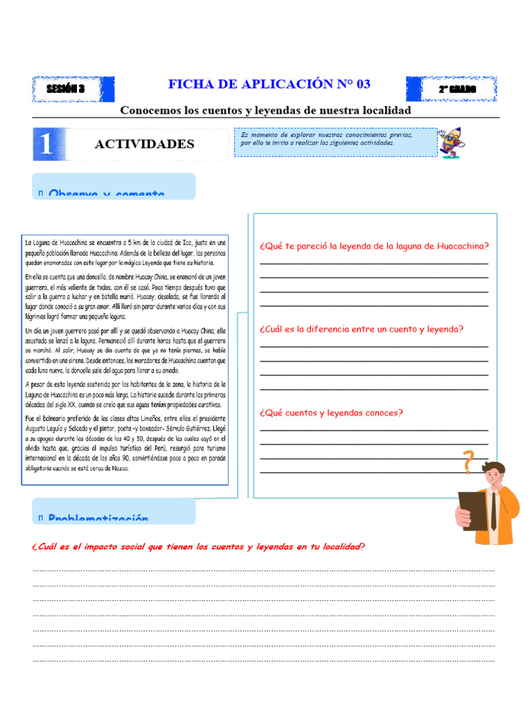 Ficha 3 - Conocemos Los Cuentos y Leyendas de Nuestra Localidad - Arte y Cultura 2do | PDF ...
