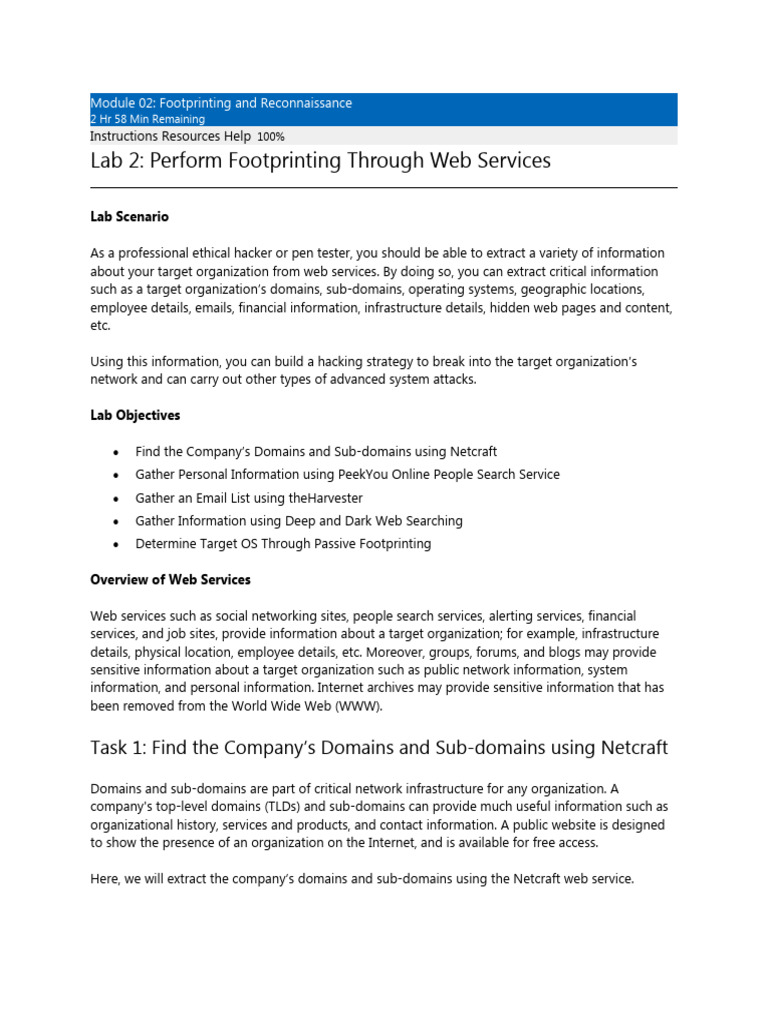 Module 02 - Footprinting and Reconnaissance - Lab 2 - Perform Footprinting Through Web Services ...