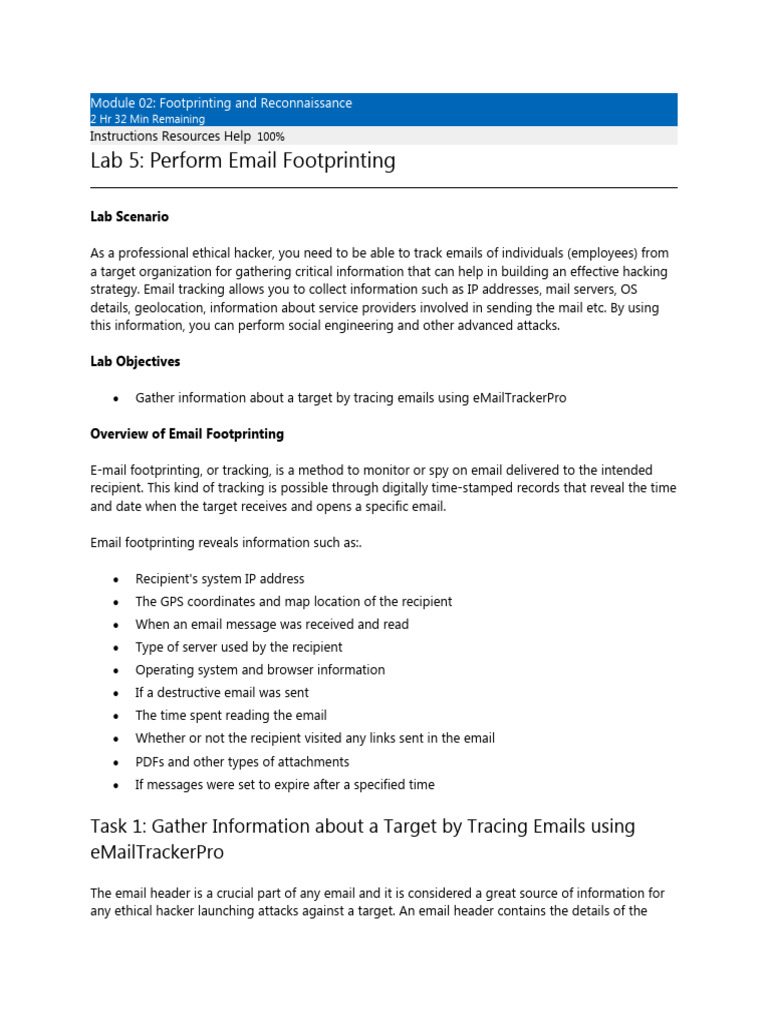Module 02 - Footprinting and Reconnaissance - Lab 5 - Perform Email ...
