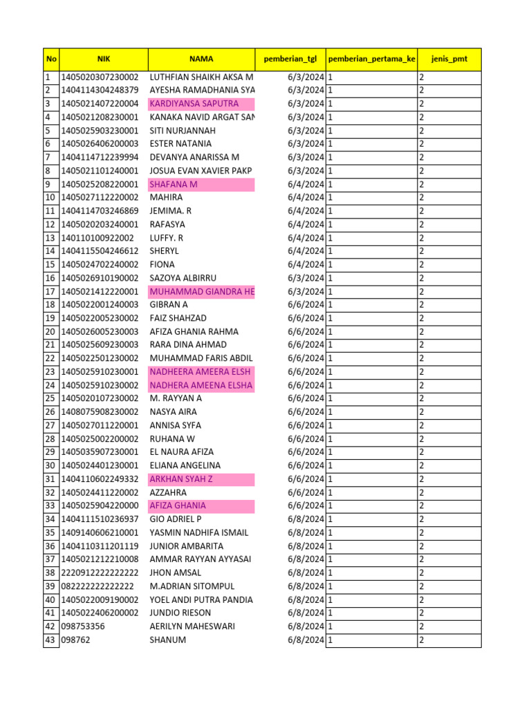 Contoh Format PMT | PDF