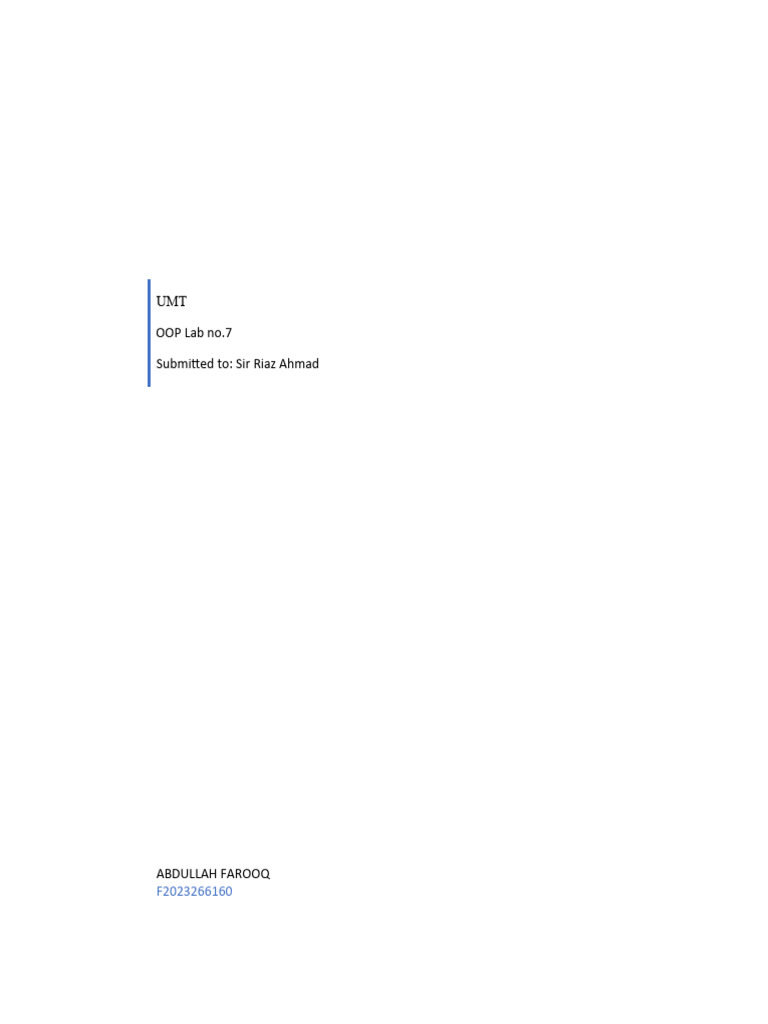 Abdullah Farooq F2023266160 V1 OOP Lab No.7 | PDF | Namespace | C++