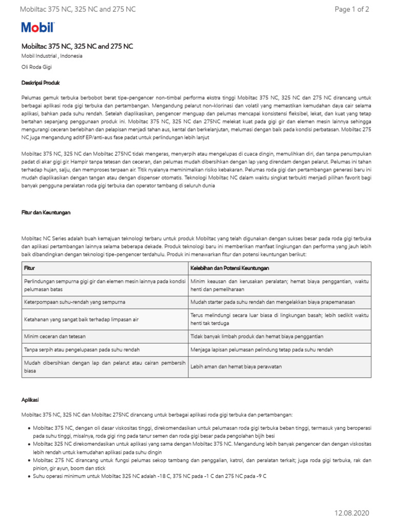 TDS Mobiltac 375 NC | PDF
