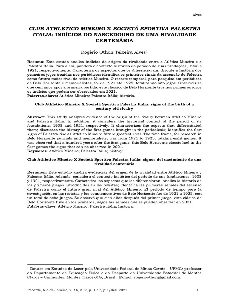 Cleber,+recorde 2021 v14n2-03 | PDF | Brasil | Itália